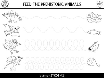 Vector black and white dinosaur handwriting practice worksheet ...