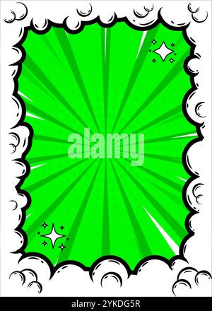 Comic frame background template. Green color concept. Design ...