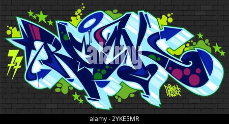 Abstract Word Rock Graffiti Style Font Lettering Vector Illustration ...