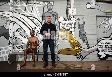 Harry Kane during the unveiling of a statue of himself at The Peter May ...