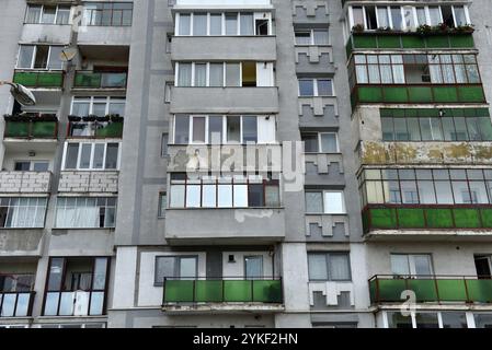 Post Soviet flat of blocks built in the Communist era, concrete ...