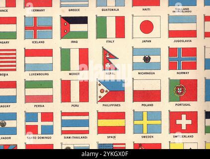 A collection of illustrated vintage flags from around the world Stock ...