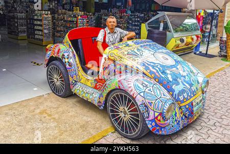 Various colorful tuned cars and classic vintage cars in Playa del ...