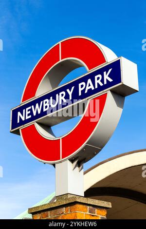 Newbury Park Central Line Underground Station sign, London, England ...