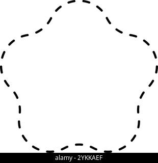 Flower shape with dotted stitch line. Empty tag, patch, sticker, text ...