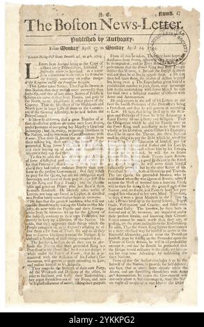 Boston News-Letter (first issue Stock Photo - Alamy