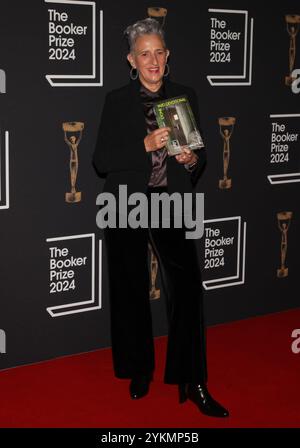 London, UK. Author Charlotte Wood with her book Stone Yard Development. The Booker Prize 2024 ...