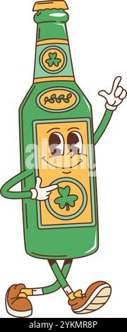 clover leaf in beer bottle st patricks day flat icon vector ...