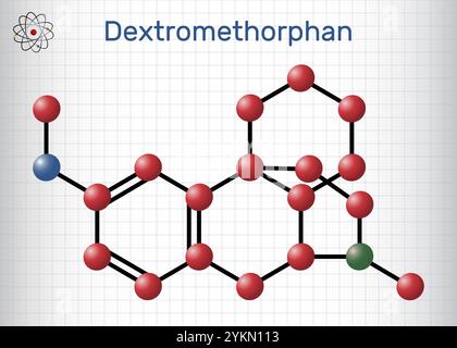 Dextromethorphan cough suppressant drug (antitussive) molecule. Skeletal formula Stock Vector ...