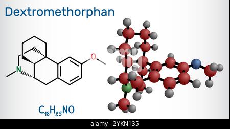 Dextromethorphan cough suppressant drug (antitussive) molecule ...