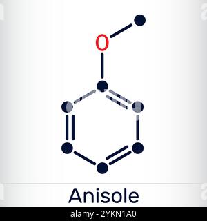 Anisole, methoxybenzene, methyl phenyl ether molecule. Structural ...