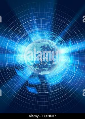 Globe and monitor floating GUI screen and radiation Stock Photo - Alamy