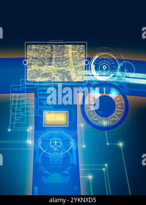 Futuristic car cockpit with GUI spatial display control Stock Photo - Alamy