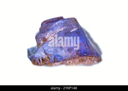Rough Uncut Blue and Violet Tanzanite Gem on White Background ...