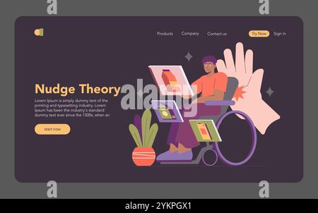 Behavioral Economics concept. A person interacts with symbols ...