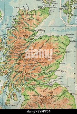 A vintage mid 20th century geographical map showing western Europe ...