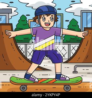 Skateboard Boy Trying to Balance Cartoon Clipart Stock Vector Image ...