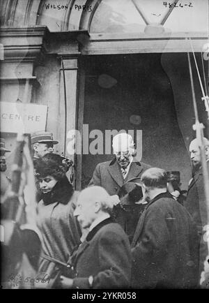 A historical photograph of President Woodrow Wilson speaking, capturing ...