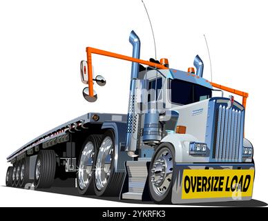 Cartoon oversize load transporter truck isolated on white background ...