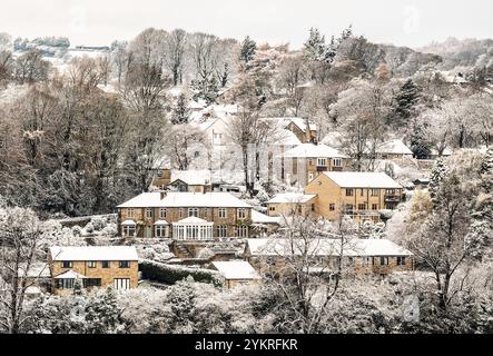 A general view of the snow in Holmfirth, west Yorkshire. The UK is ...
