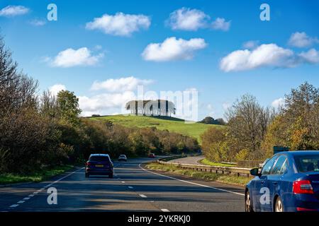 The west bound A30 trunk road passing through the countryside on the ...