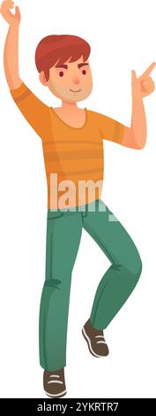 Young man dancing and pointing with enthusiasm and joy Stock Vector ...