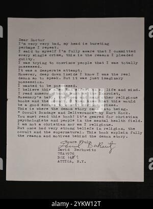 Letter By Serial Killer David Berkowitz Son Of Sam To The Nypd Stock