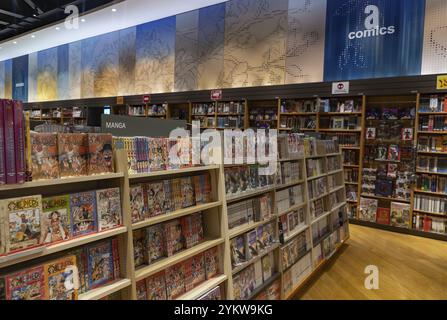 A picture of the manga and anime comics section at a large bookstore ...