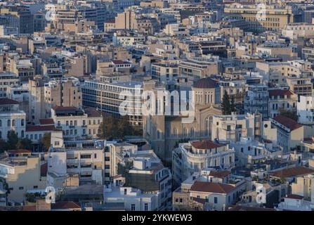 A picture of the Metropolitan Cathedral of Athens as seen from above ...