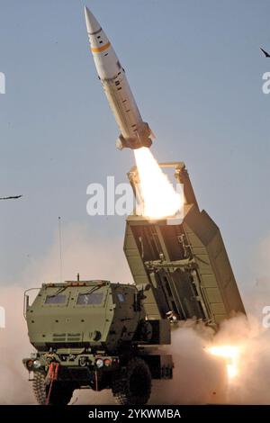 LOCKHEED MARTIN MGM-140 Army Tactical Missile System (ATACMS) launch ...