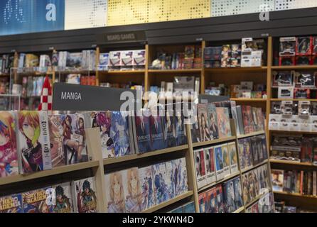 A picture of the manga and anime comics section at a large bookstore ...