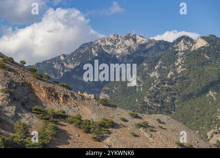 A picture of the Samaria Gorge landscape as seen from afar Stock Photo ...