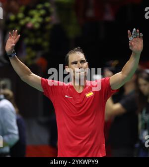 Tennis player Rafael Nadal waves during the ceremony of his investiture ...
