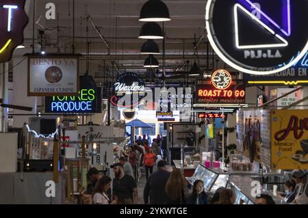 A picture of the neon signs inside the Grand Central Market Stock Photo ...