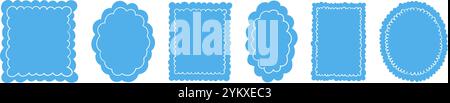 Oval rectangle with wavy edges. Rectangular shape with curvy borders ...