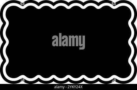 Rectangle shape with wavy edges. Rectangular form with curvy borders. Empty text box, banner ...