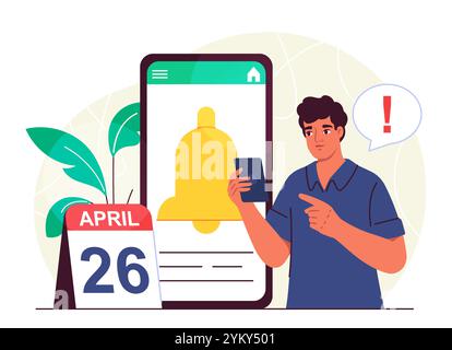 young man with calendar reminder vector illustration design Stock ...