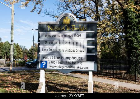 Information sign on amenities and attractions in Niagara-on-the-Lake ...