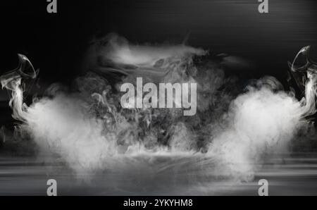 Real smoke exploding outwards with center space. Dramatic smoke or fog ...