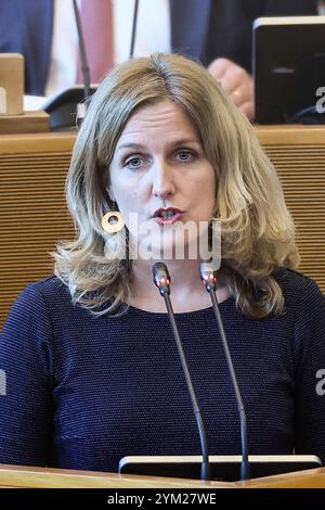 Ecolo Celine Tellier pictured during a plenary session of the Walloon ...