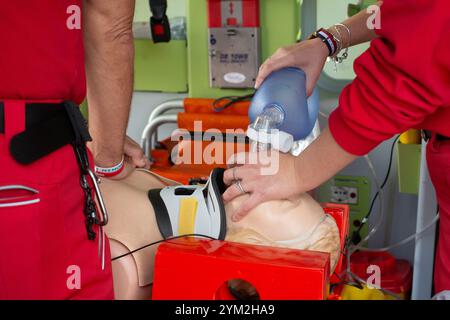 Italy, Lombardy, Paramedic Demonstrates Reanimation on Dummy Patient ...