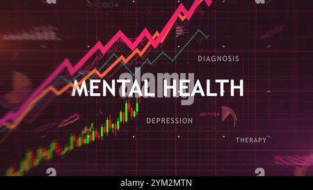Mental health and depression crisis charts and graphs diagram concept ...