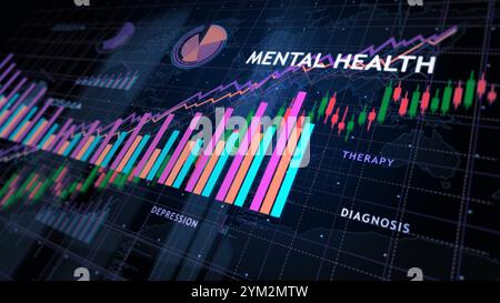 Mental health and depression crisis charts and graphs diagram concept ...