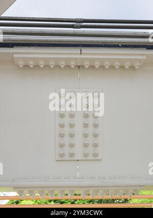 Metal supports Bolts, nuts, threaded on beams of the Steel Construction ...