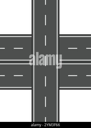 Vertical highway crossing a two lane road featuring white lane markings ...