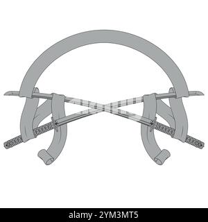 Samurai sword with ribbon, katana from ancient feudal Japan with ribbon ...