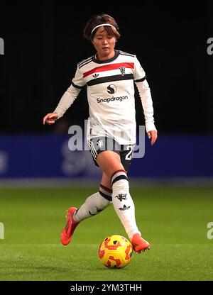 Hinata Miyazawa #20 of Manchester United W.S.L in action during the ...