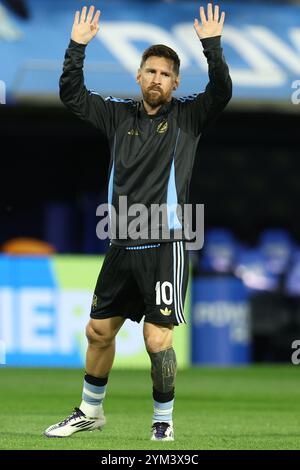 Argentina's Lionel Messi waves during the warm up prior to a World Cup ...