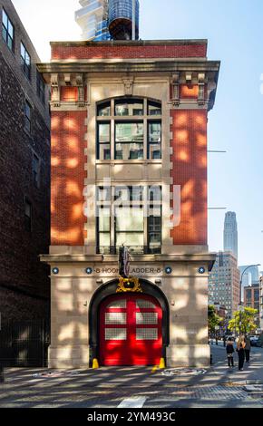 Historic FDNY fire station ladder 8 moore street new york with bright ...