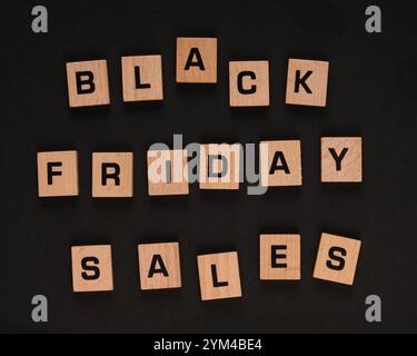 black Friday - text in wooden letters on blackBoard. Copy space Stock ...